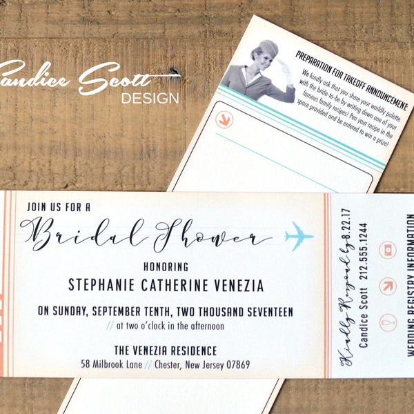 Bridal Shower Plane Ticket Invitation - Etsy