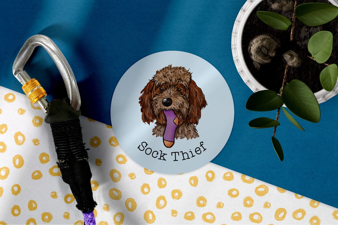 Cockapoo Sock Thief Vinyl Sticker Dog - Etsy