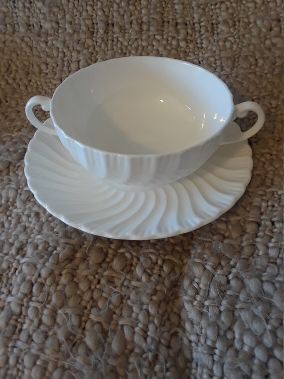 Set of Four 4 Royal Worcester SNOWFLAKE Footed Soup | Etsy