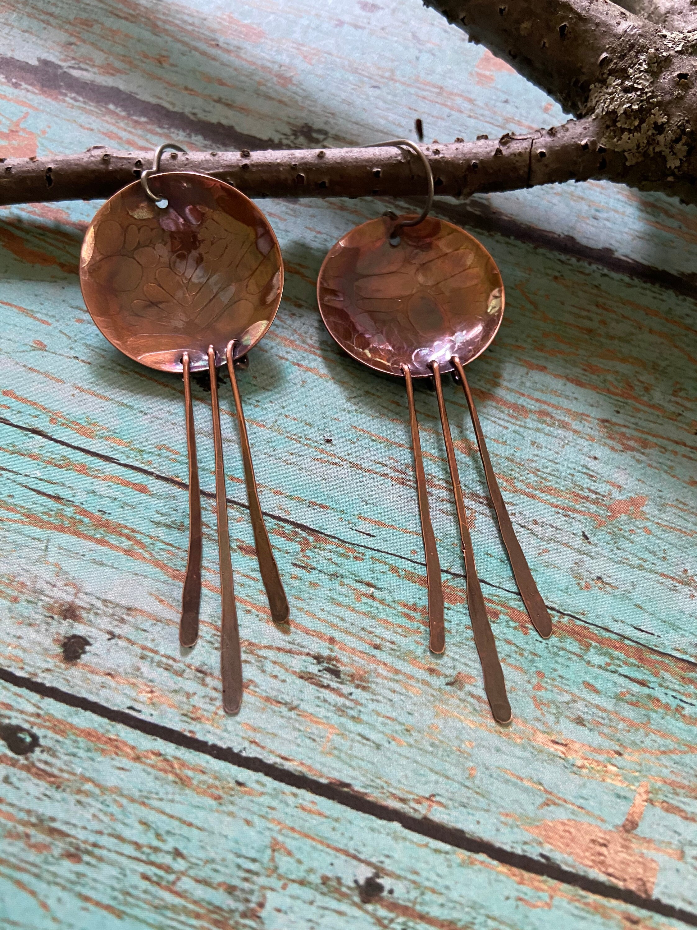 Long Copper Fringe Earringsbohemian Long Fringeartisan Fringe ...