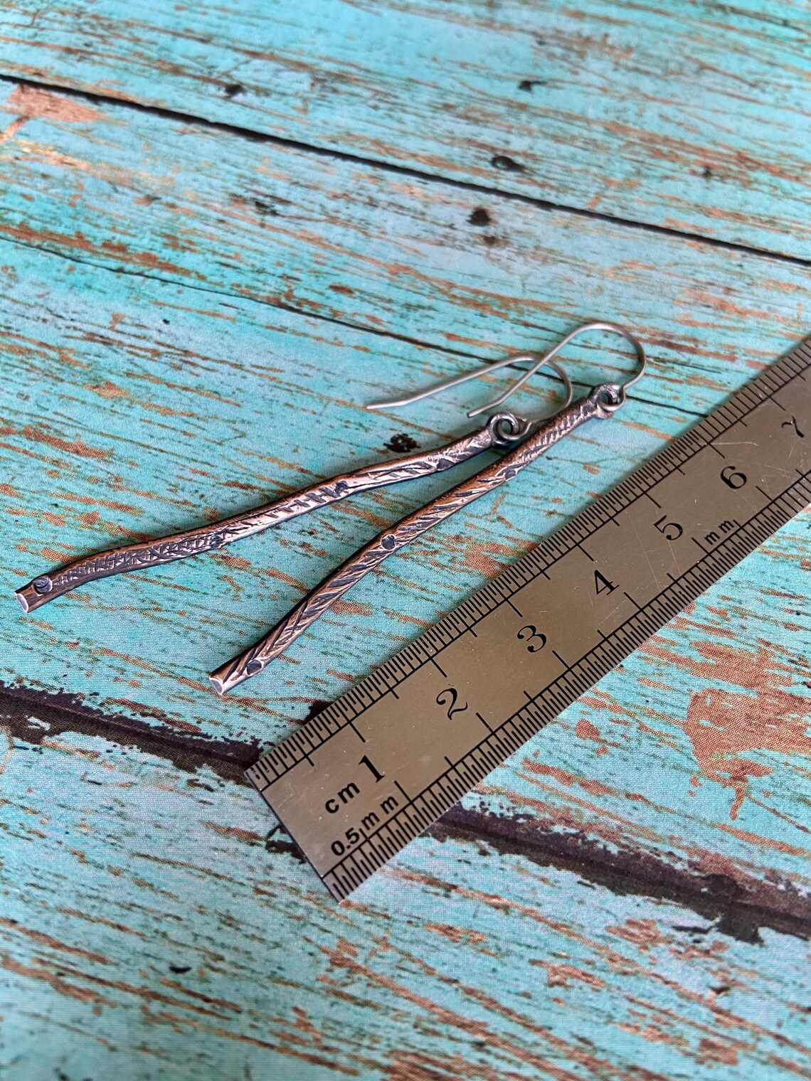 Copper Twig Earringsrustic Hammered Branch Copper Stick - Etsy
