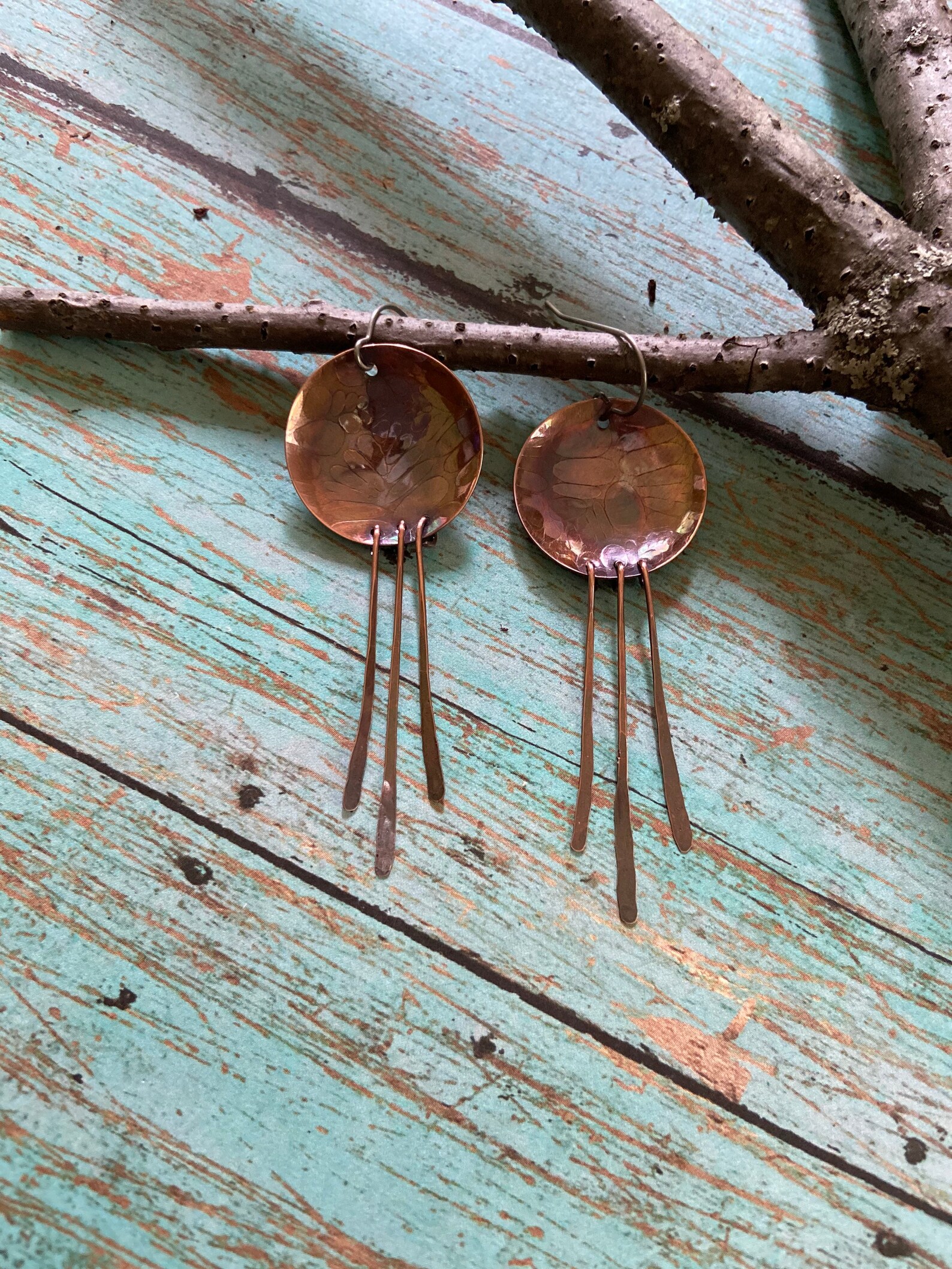 Long Copper Fringe Earringsbohemian Long Fringeartisan Fringe ...