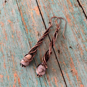 Wire Wrapped Copper Twig Earringsantiqued Copper Wire Wrapped Artisan ...