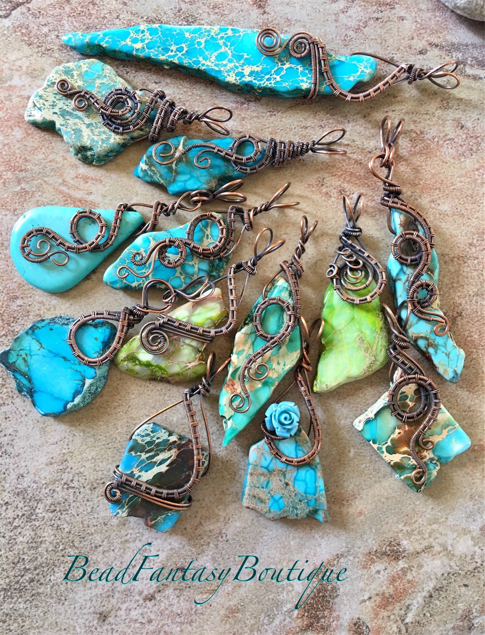 Antiqued Pure Copper Wire Wrapped Pendant With Multi-colored | Etsy