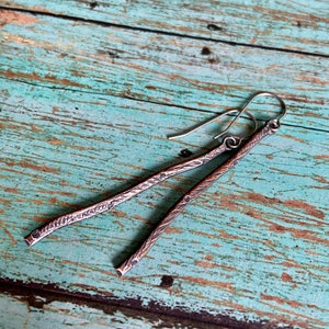Copper Twig Earringsrustic Hammered Branch Copper Stick ...