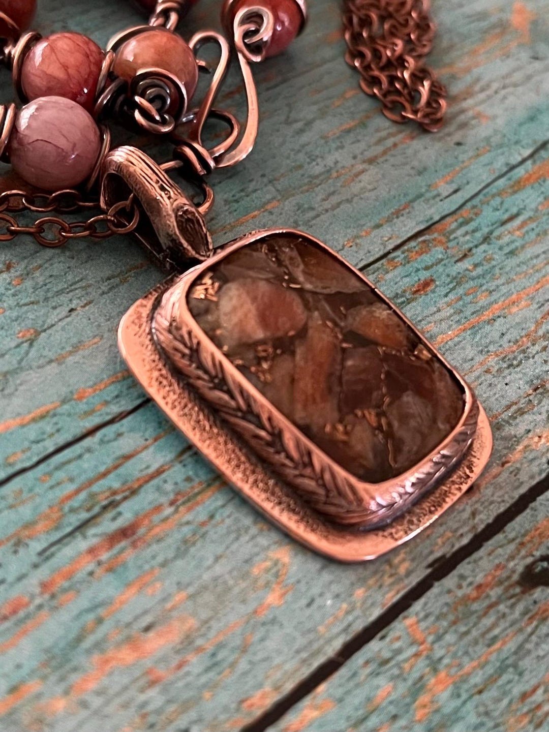 Sunstone Copper Necklace|rustic Boho Necklace|7th Anniversary Gift ...