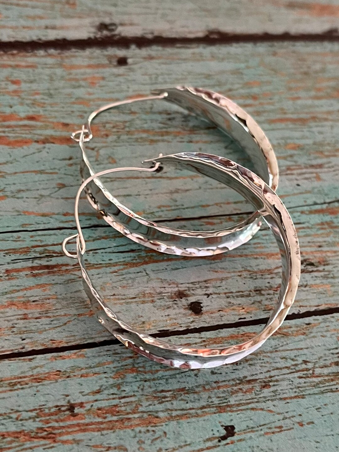 Lightweight Stering Silver Hoop Earrings|hand Forged Concave Silver ...