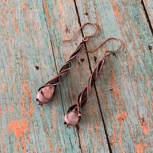 Wire Wrapped Copper Twig Earringsantiqued Copper Wire Wrapped Artisan ...