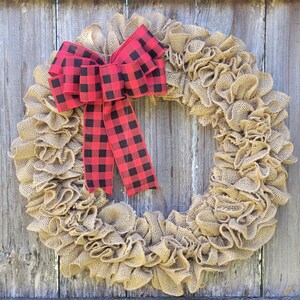 Christmas Wreath, Buffalo Plaid Farmhouse Wreath, Buffalo Check Wreath ...