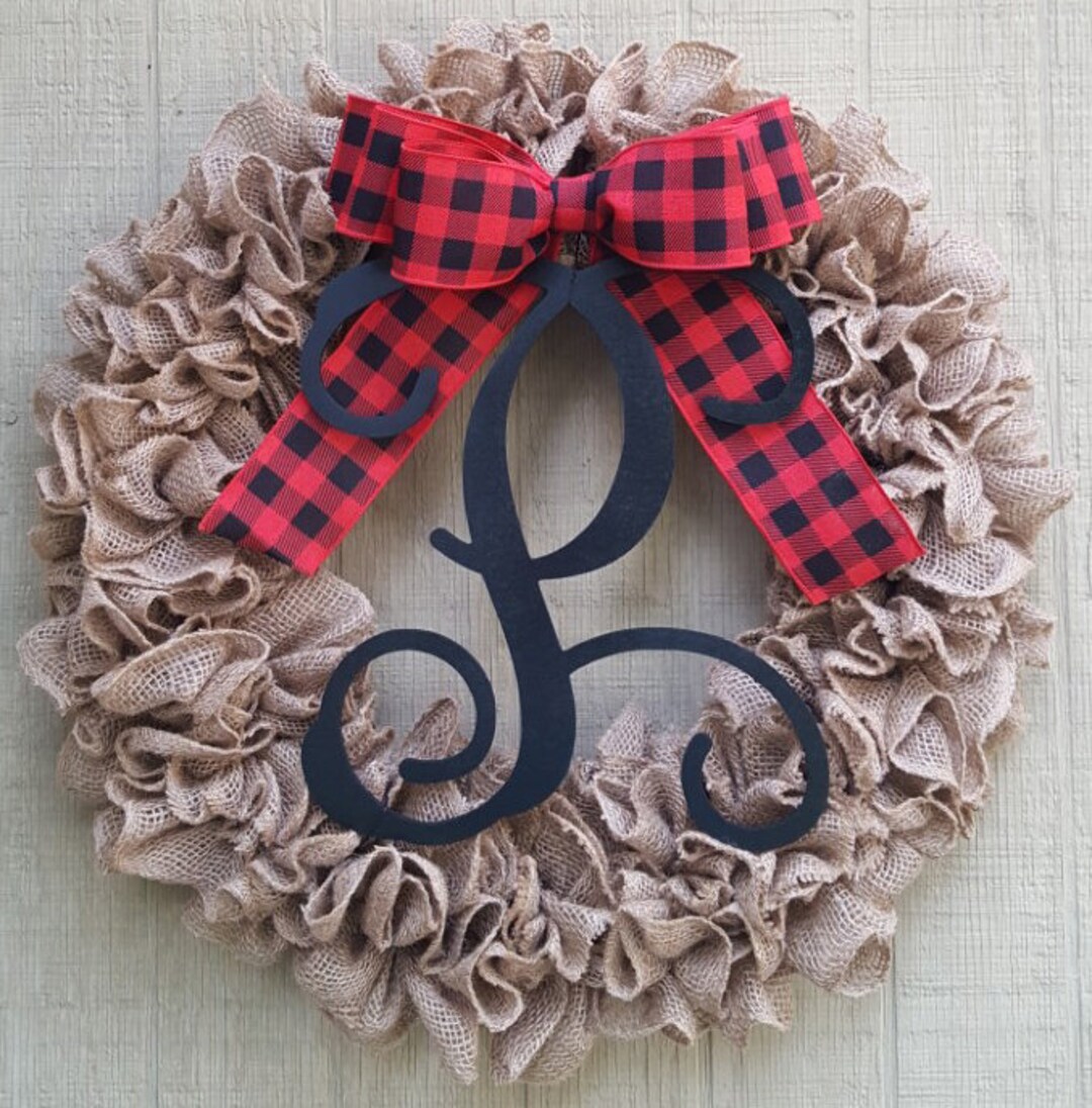 Buffalo Plaid Wreath, Rustic Wreath, Farmhouse Wreath, Wreath With ...