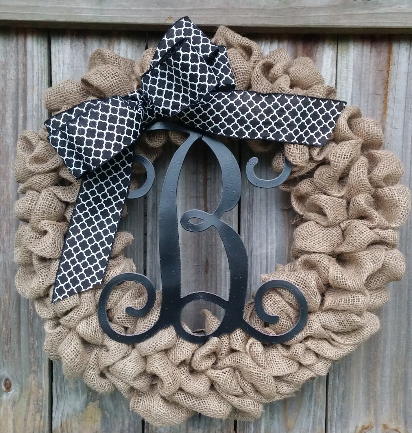 Monogram Burlap Wreath Wreath With Monogram Wreath With - Etsy