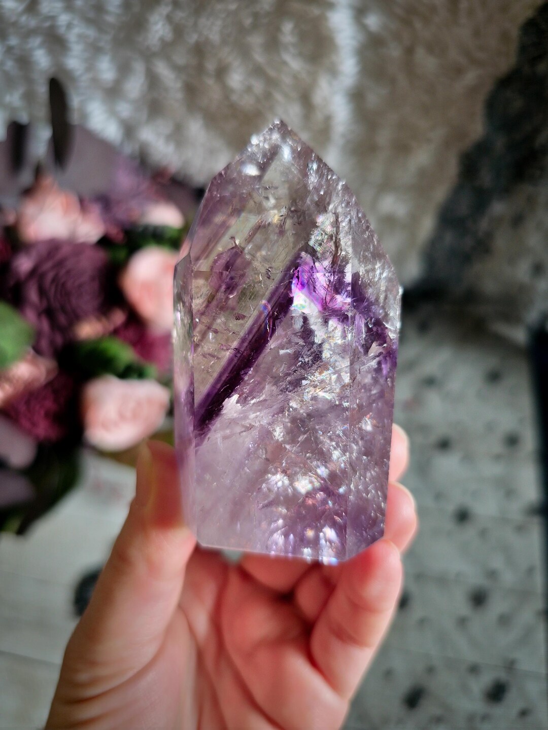 Amethyst Phantom Tower: Gemmy Brazilian Quartz Crystal for Meditation ...