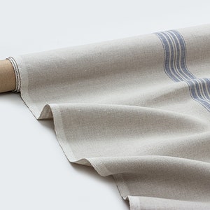 Blue Striped Linen (flax) Fabric / OEKO-TEX® Certified / by the Yard or ...