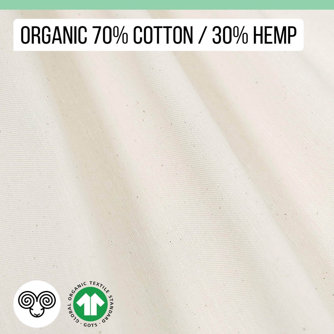 Organic Cotton and Hemp Blend Fabric 70 / 30% / GOTS Certified / 63 160 ...