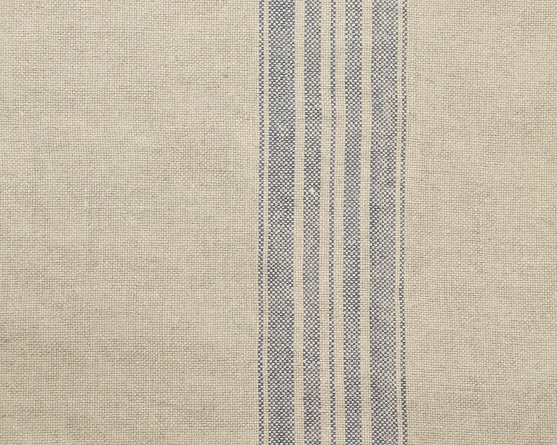 Blue Striped Linen flax Fabric / OEKO-TEX® Certified / by - Etsy