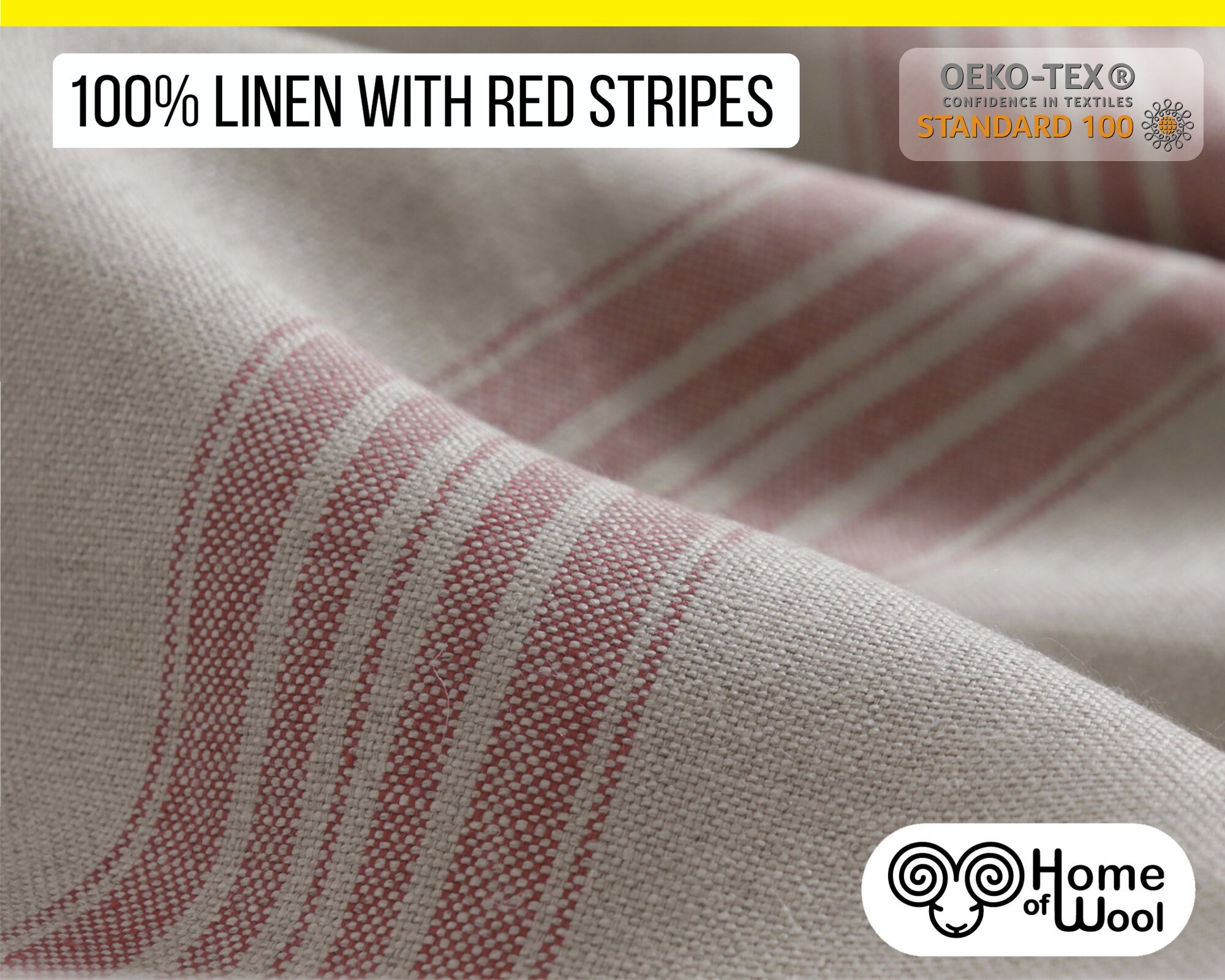 Red Striped Linen flax Fabric / OEKO-TEX® Certified / Width - Etsy