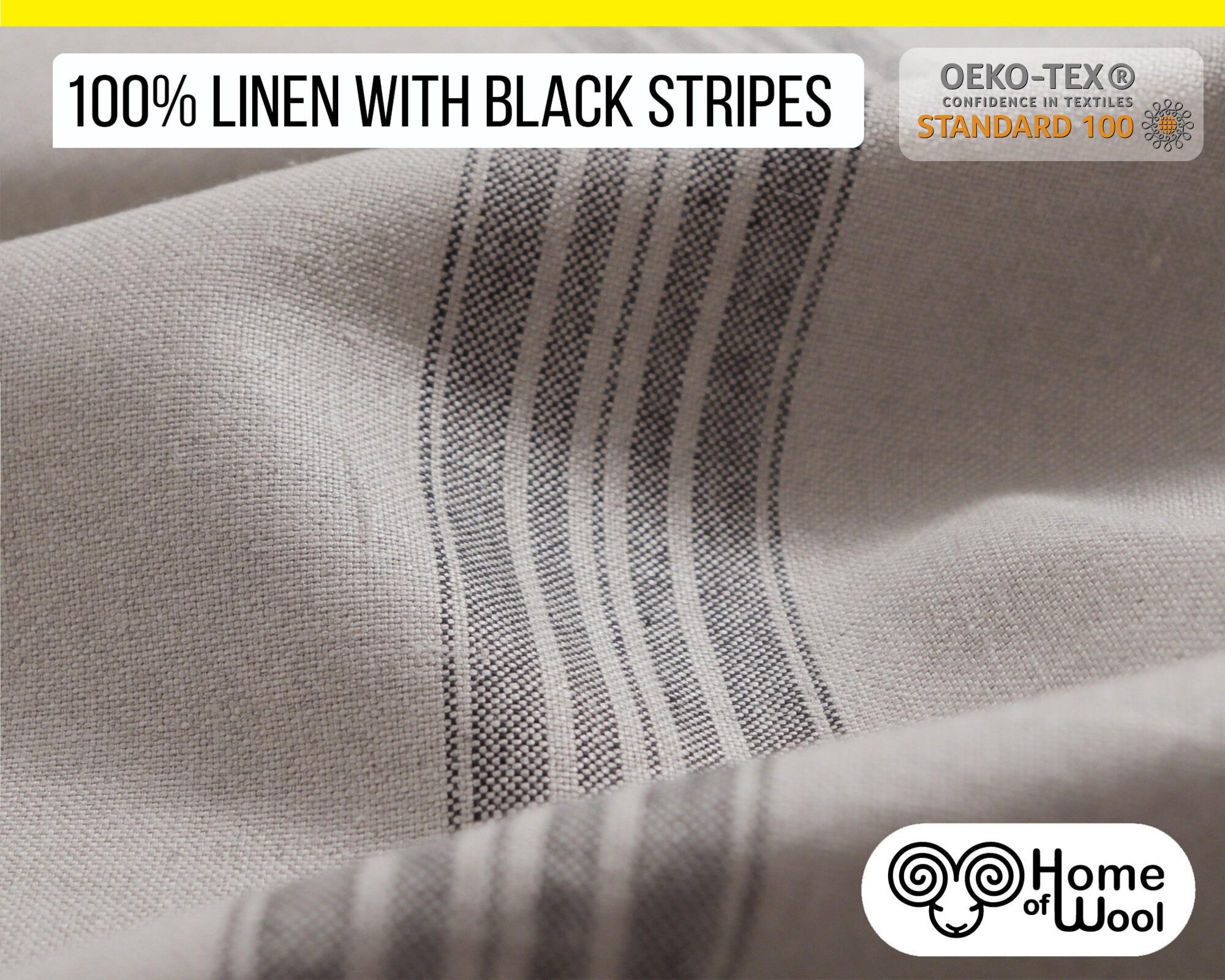 Black Striped Linen from Flax Fabric / OEKO-TEX® Certified / - Etsy