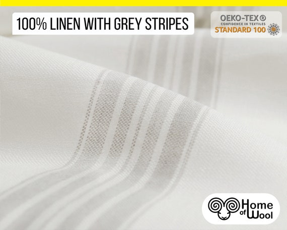Grey Striped Linen from Flax Fabric / OEKO-TEX® Certified / - Etsy