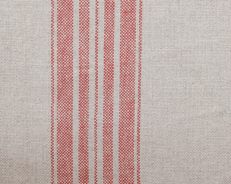 Red Striped Linen flax Fabric / OEKO-TEX® Certified / Width - Etsy