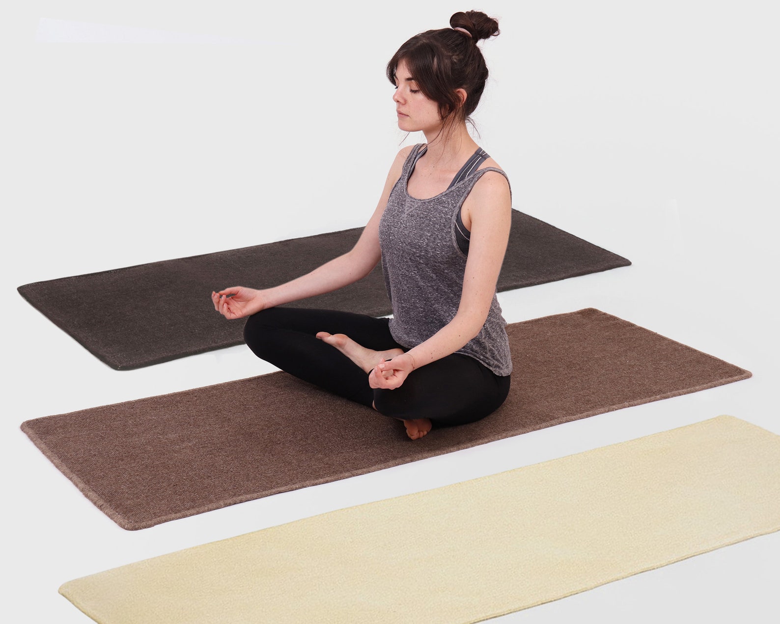 Wool Yoga Mat / 100% Natural Brown or Cream Color / Size Options and ...