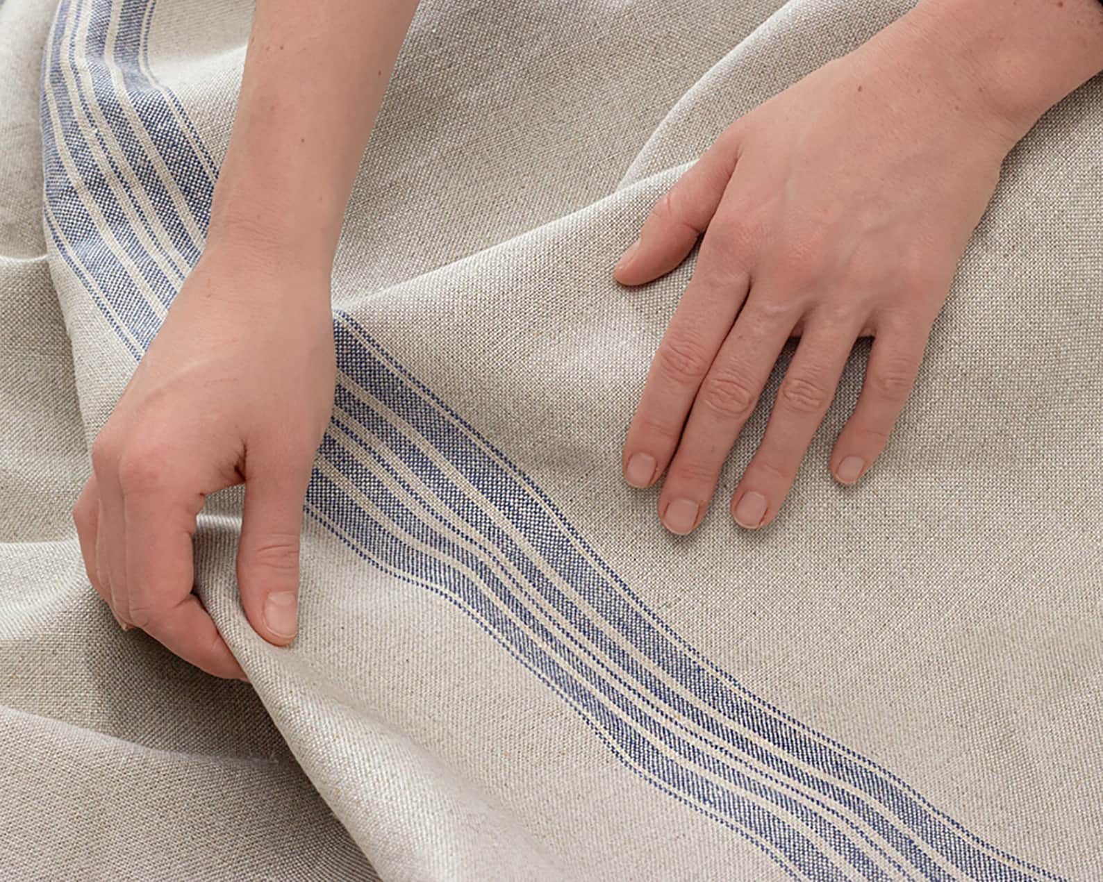 Blue Striped Linen (flax) Fabric / OEKO-TEX® Certified / by the Yard or ...