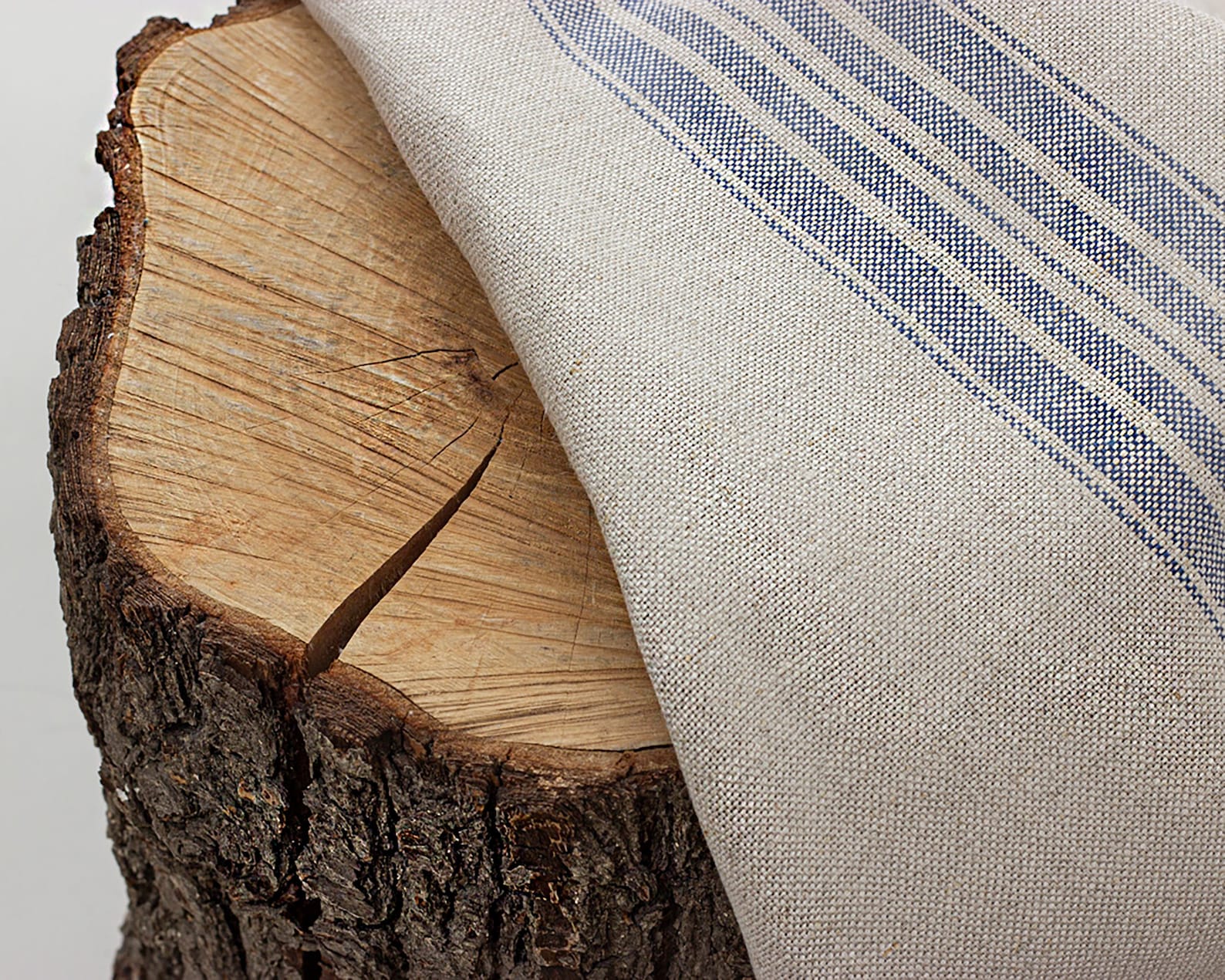 Blue Striped Linen (flax) Fabric / OEKO-TEX® Certified / by the Yard or ...