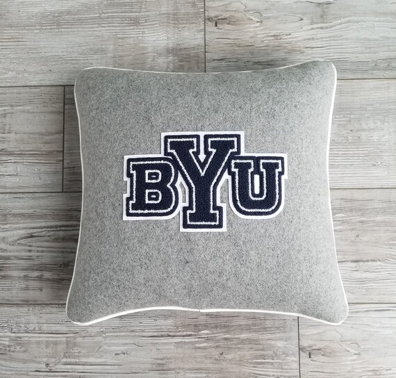 BYU Block Logo Letterman Pillow Brigham Young University | Etsy