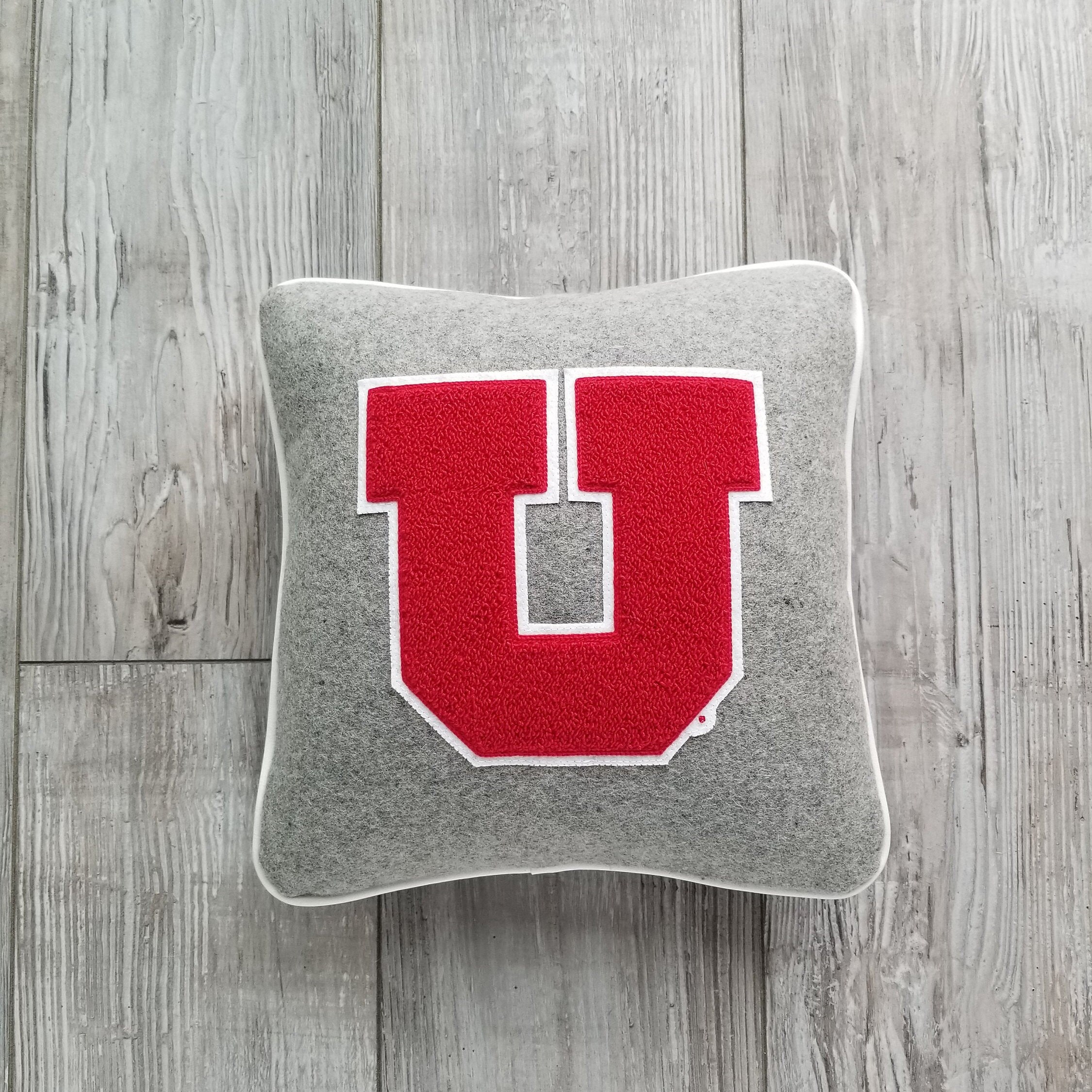 University of Utah Grey Block U Letterman Pillow Utah Utes | Etsy