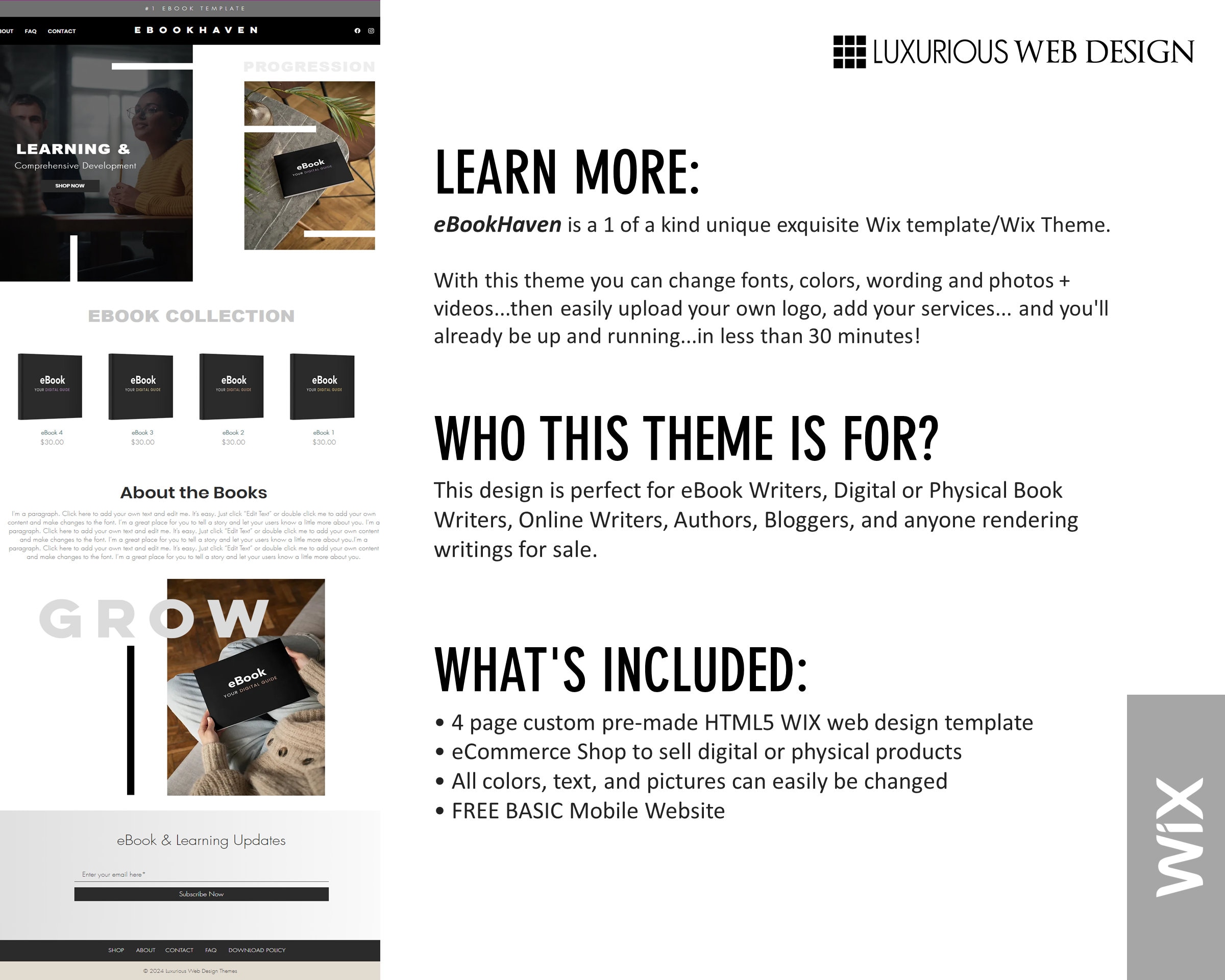 Ebook Ecommerce Website: Digital Book Website, Author Website Template ...