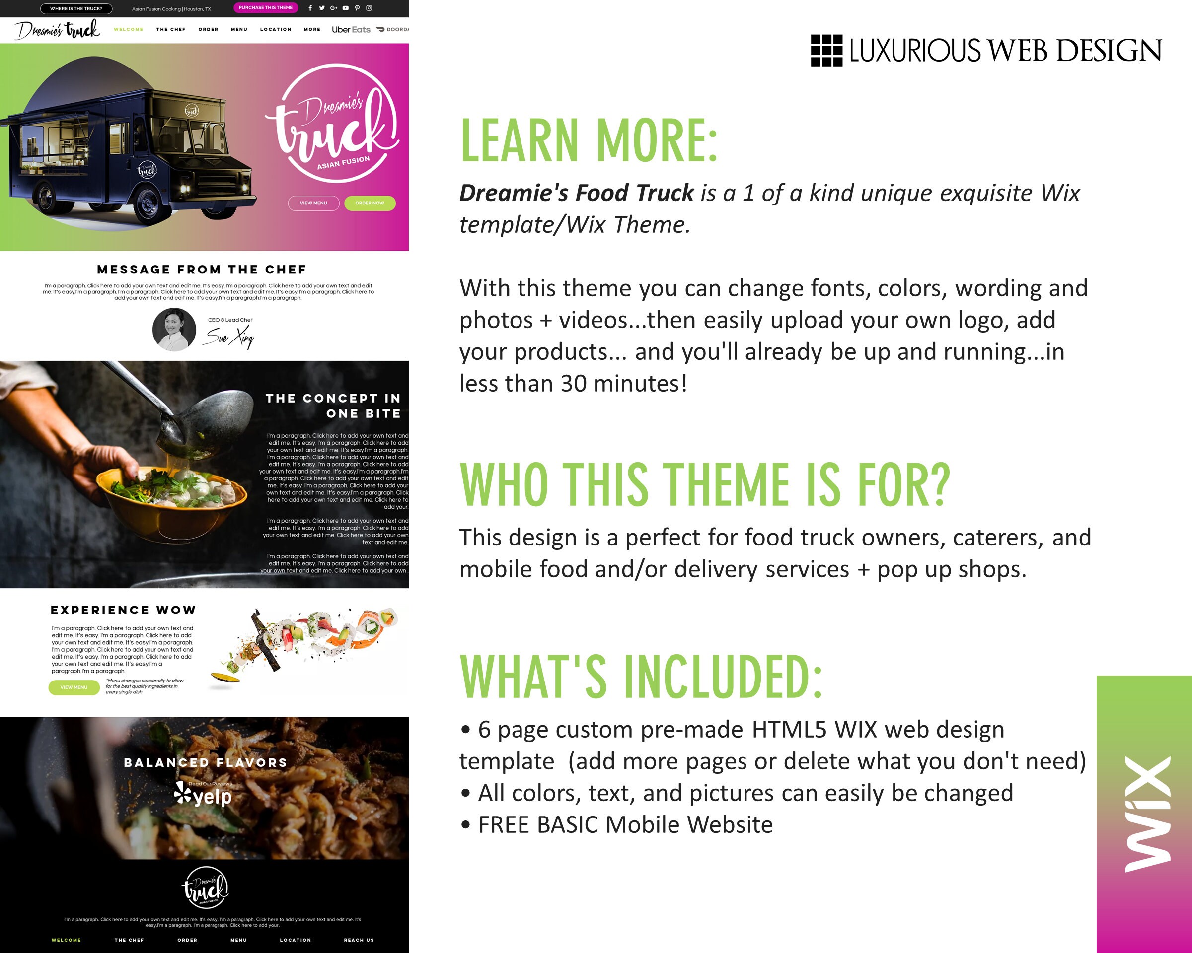 Dreamie's Food Truck - Wix Template, Wix Theme, Wix Website Design ...