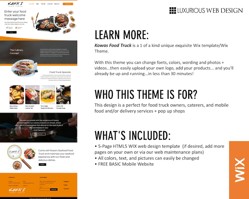 Kowa's Food Truck - Wix Template, Wix Theme, Wix Website Design ...