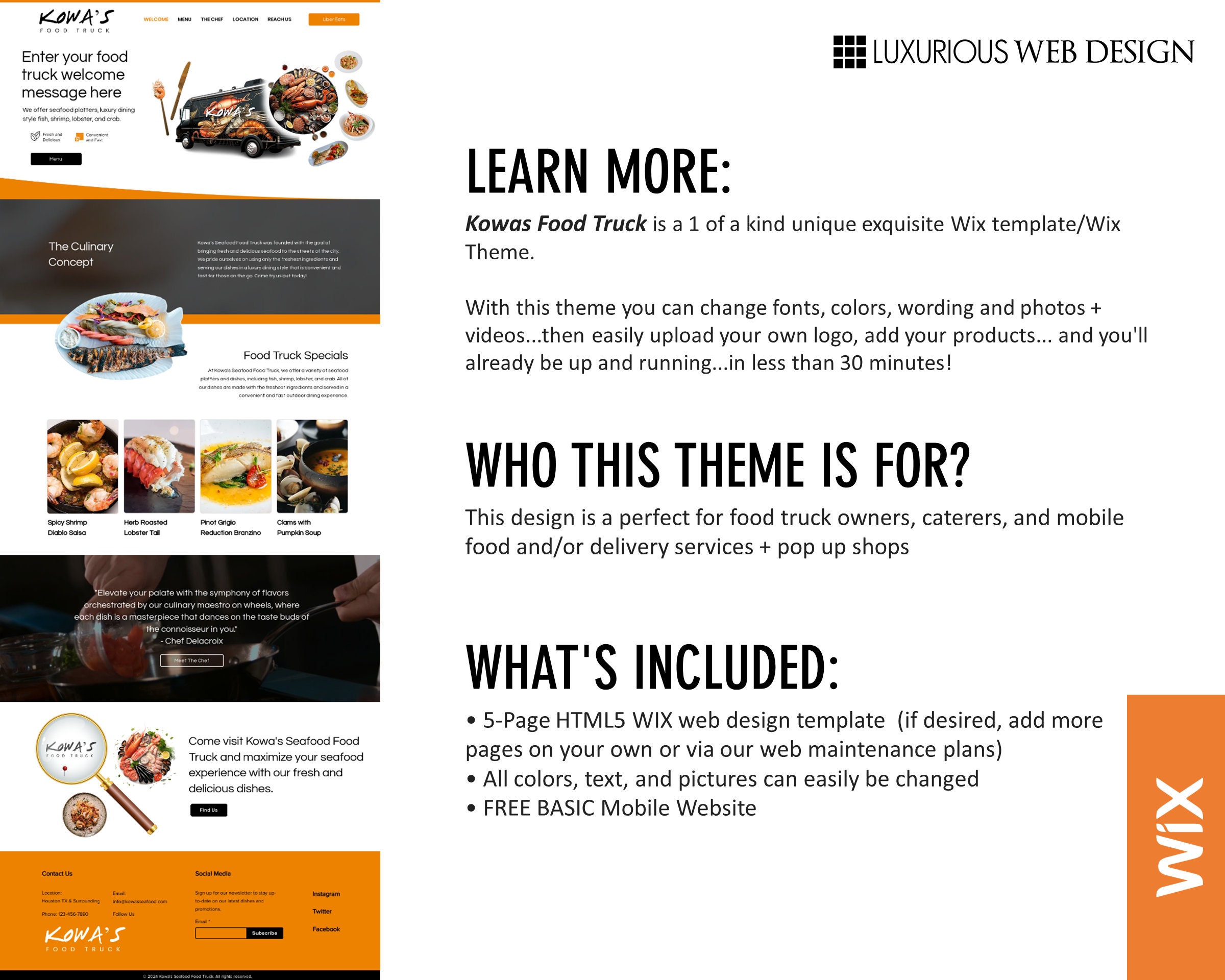 Kowa's Food Truck - Wix Template, Wix Theme, Wix Website Design ...
