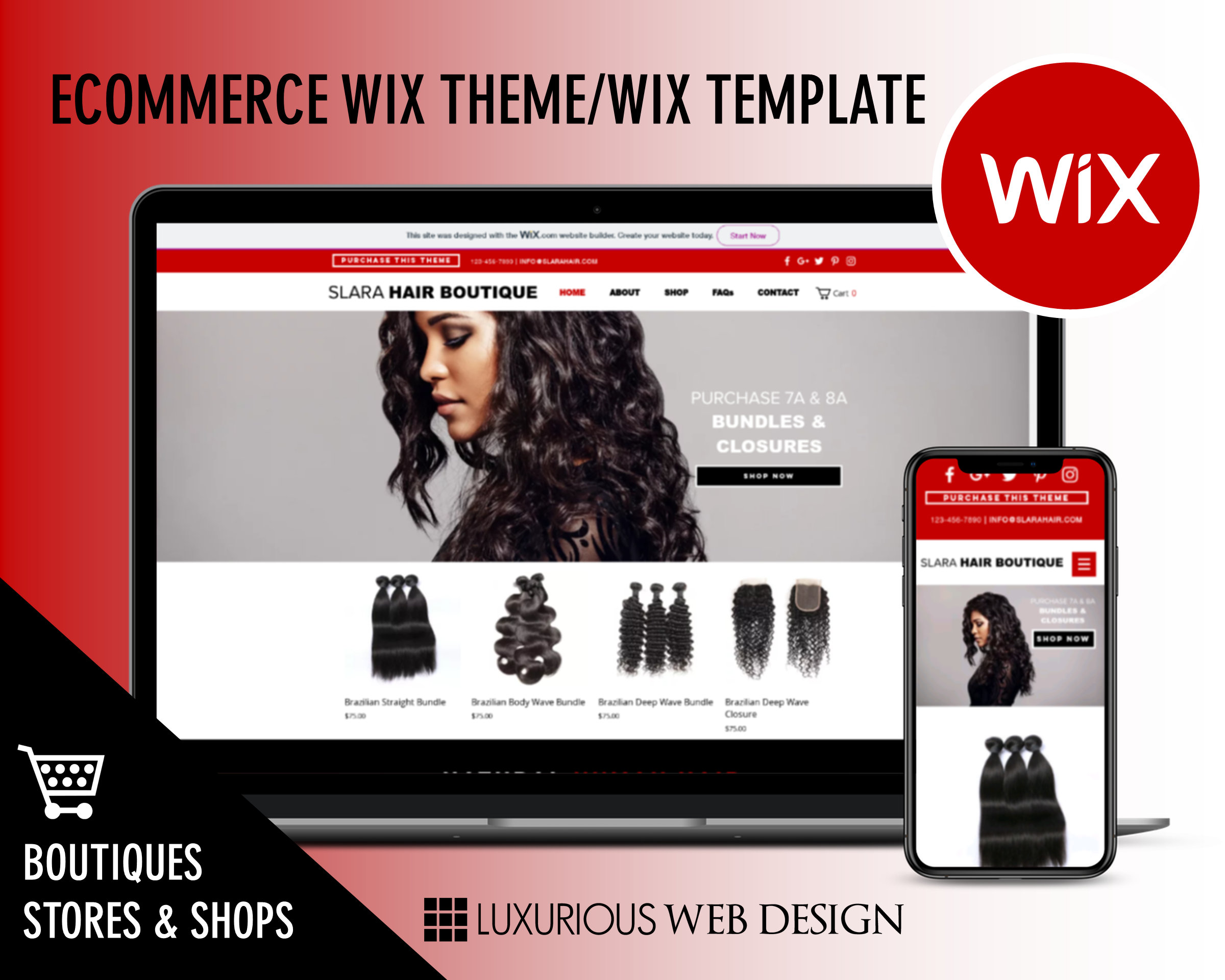 Slara Hair - Hair Extensions Website, Hair Weave Website, Wix Template ...