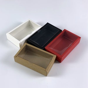 100pcs Clear PVC Lid Cover Paper Box Gift Box | Cosmetics Luxury Glass ...