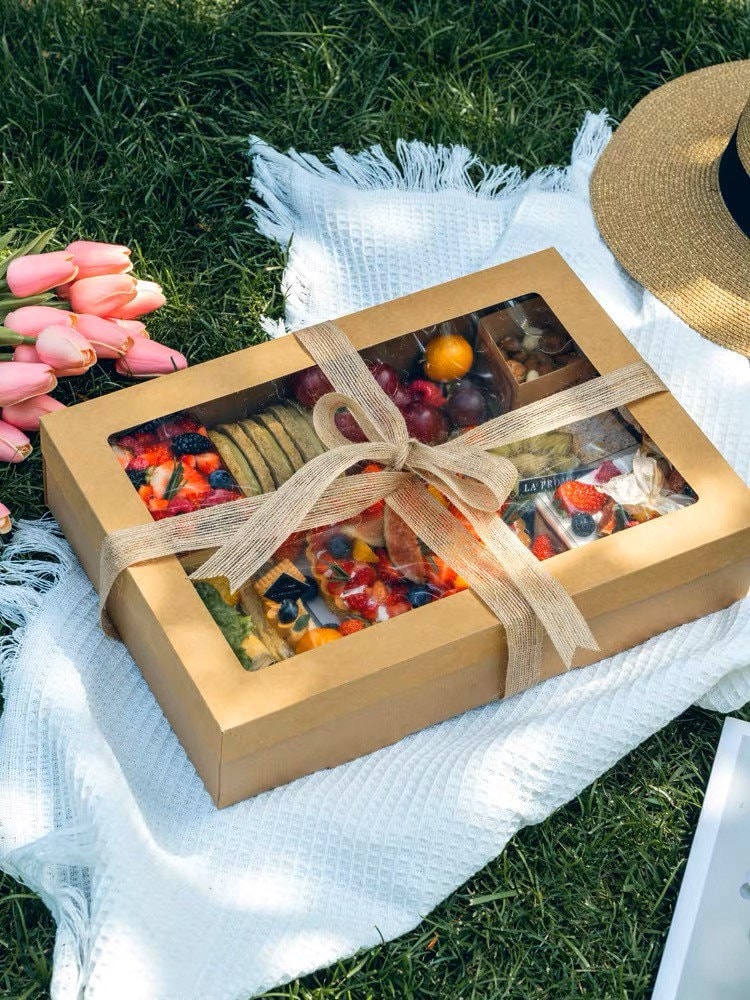 25pcs Kraft Cardboard Picnic Container Box, Disposable Party Catering ...