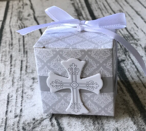 100pcs Cross Christening Favor Boxes With Ribbon Baptism | Etsy