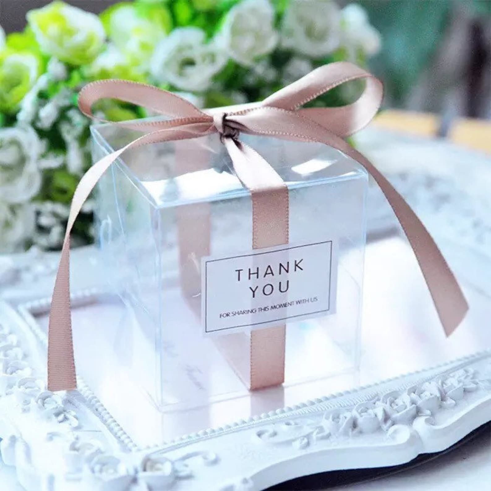 100x Matte or Clear PVC Wedding Favor Boxes With Stickers & Ribbon ...