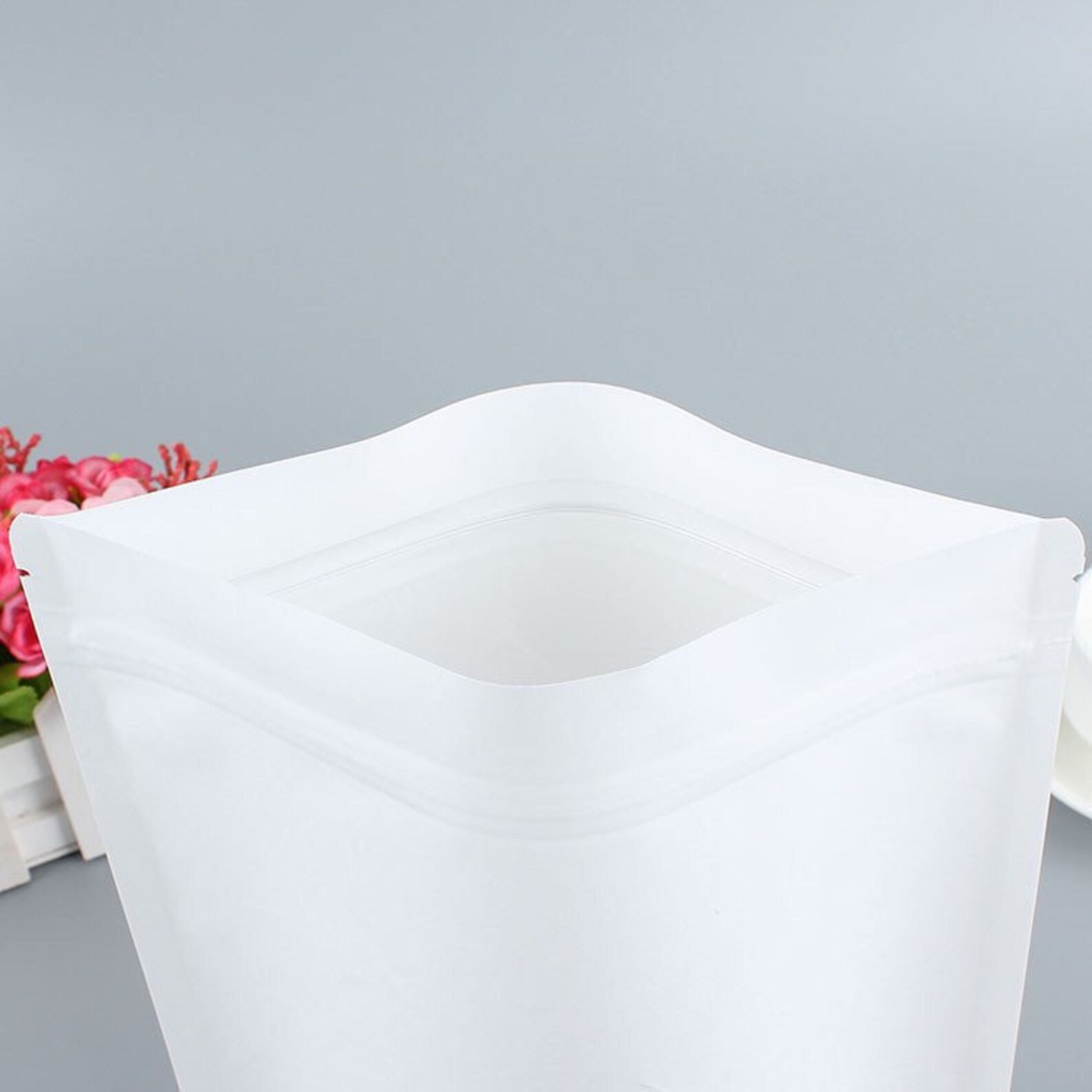 200pcs White Kraft Resealable Window Paper Bags | Wedding Birthday ...