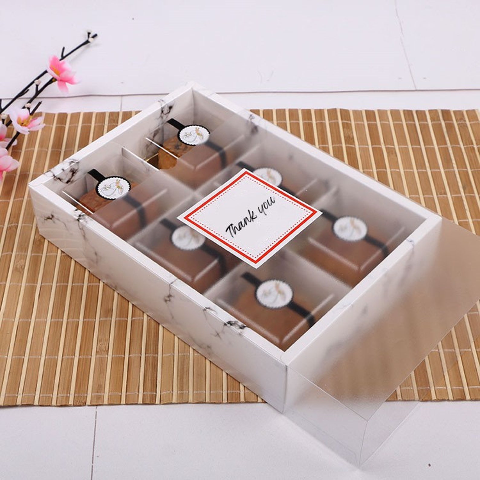 100x Wedding Gift Presentation Marble Favor Box With Lid and Cell ...