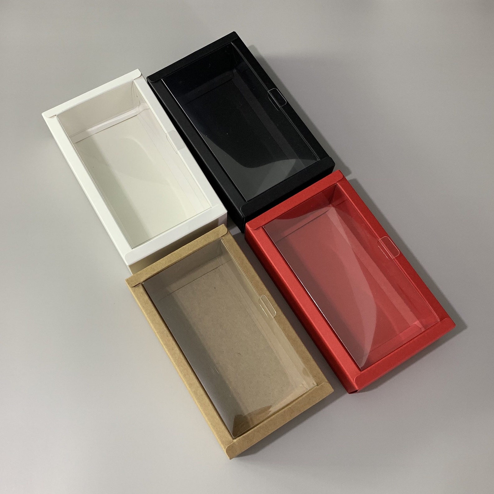 100pcs Clear PVC Lid Cover Paper Box Gift Box | Cosmetics Luxury Glass ...