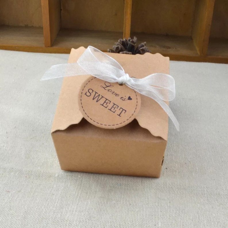 150 Mini Kraft Wedding Favor Boxes With Ribbon and love - Etsy