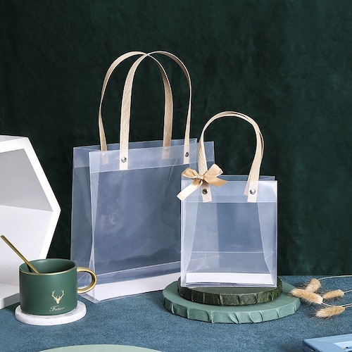 100x Clear PVC Wedding Plastic Favor Bags With Handle and - Etsy