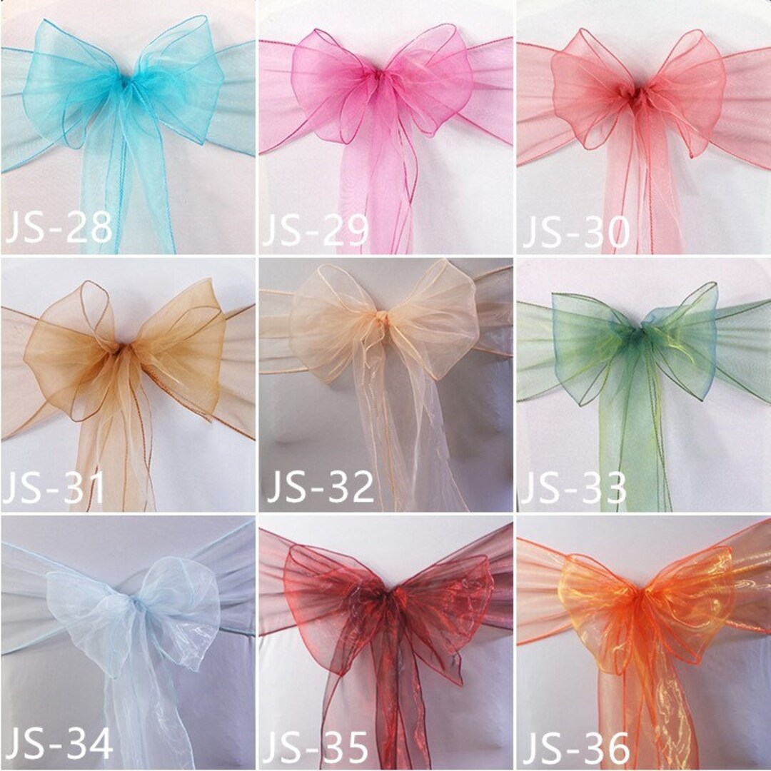 Peach Pink Burgundy Green Organza Chair Sashes Chair Bows Chair Tie ...