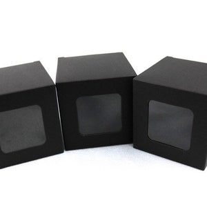 100x Clear Window Black Paper Box | Wedding Baptism Birthday Shot Glass ...