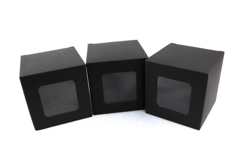 100x Clear Window Black Paper Box | Wedding Baptism Birthday Shot Glass ...