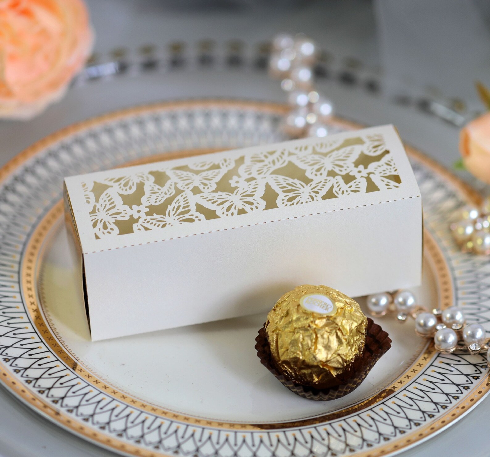 100pcs 3 Ferrero Chocolate Butterfly Sleeve Favor Boxes, Wedding Party ...