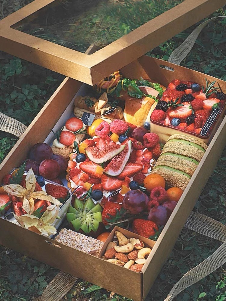 25pcs Kraft Cardboard Picnic Container Box, Disposable Party Catering ...