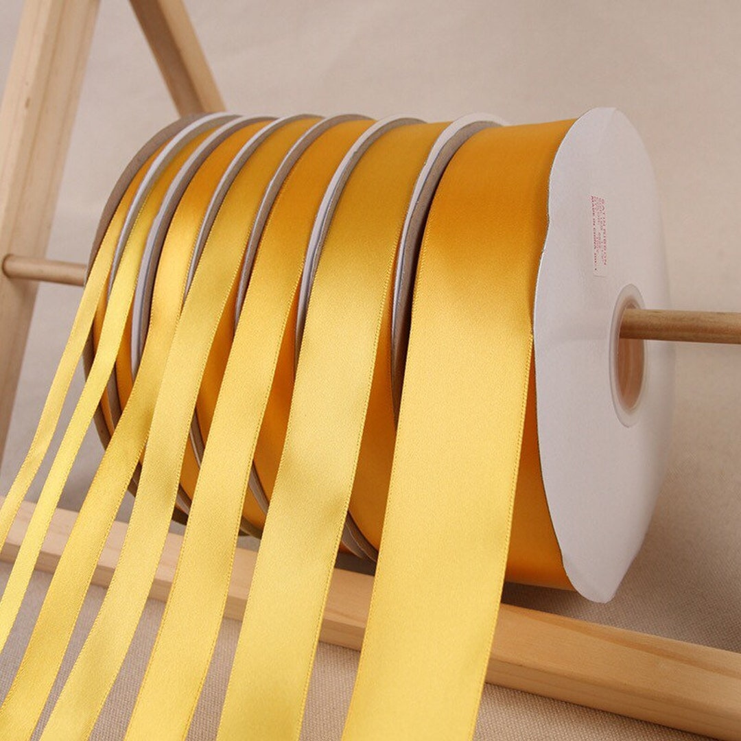 Yellow Gold Satin Ribbon Roll Wholesale • Christmas Gift Wrapping ...