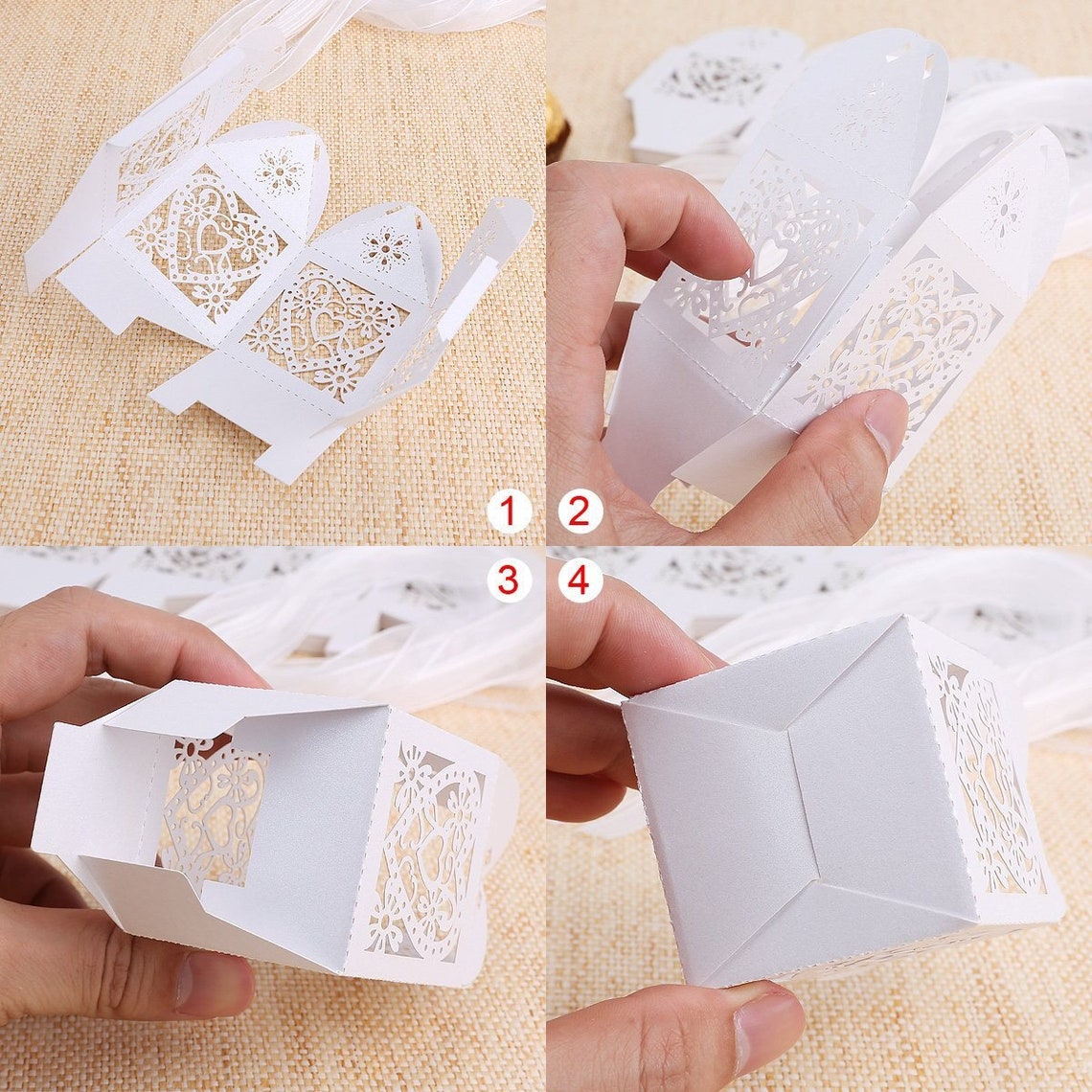 100 White Gold Pink Baptism Favor Box | First Communion Confirmation ...
