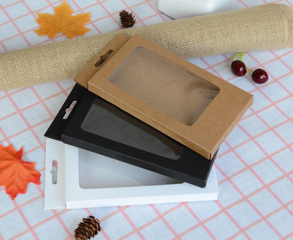 100x Clear Window Product Display Packaging Box | White Black Kraft ...